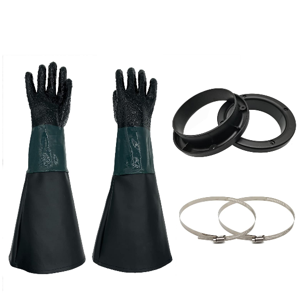 Rubber Sandblasting Cabinet Gloves | 23.6" Protective